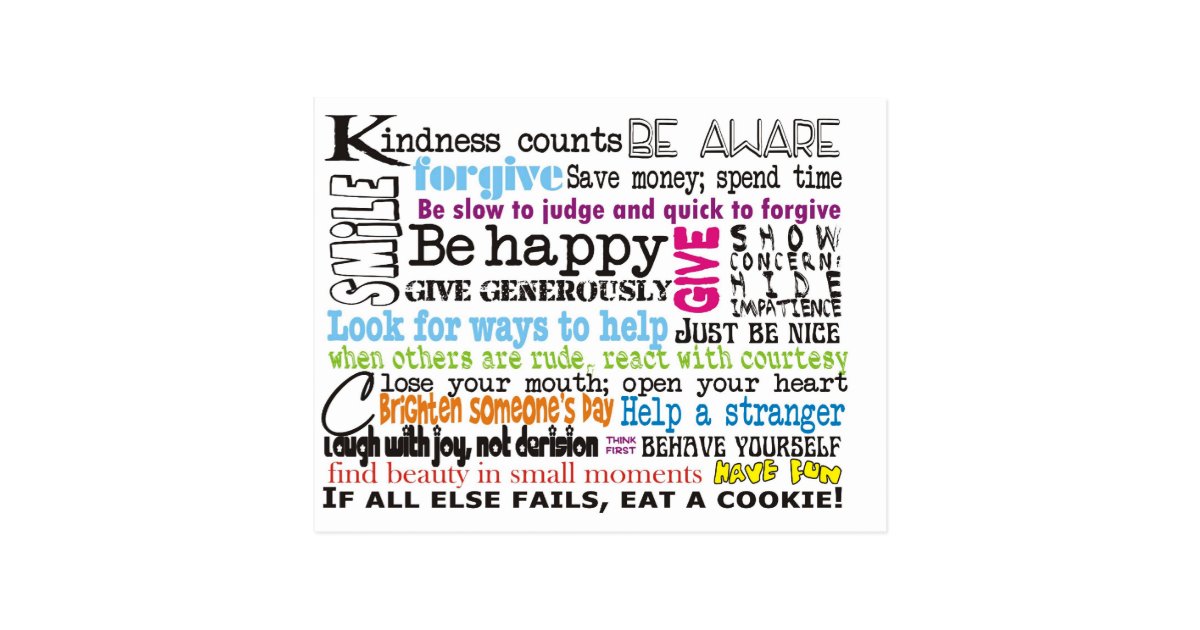 Be Nice, Etc. Postcard | Zazzle.com