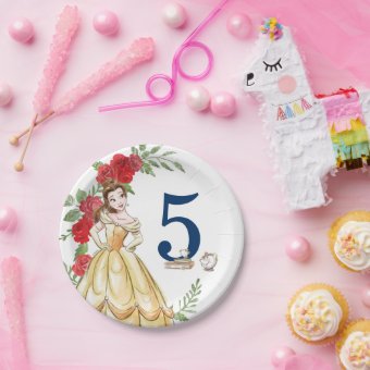 Be Our Guest Belle Birthday Paper Plate | Zazzle