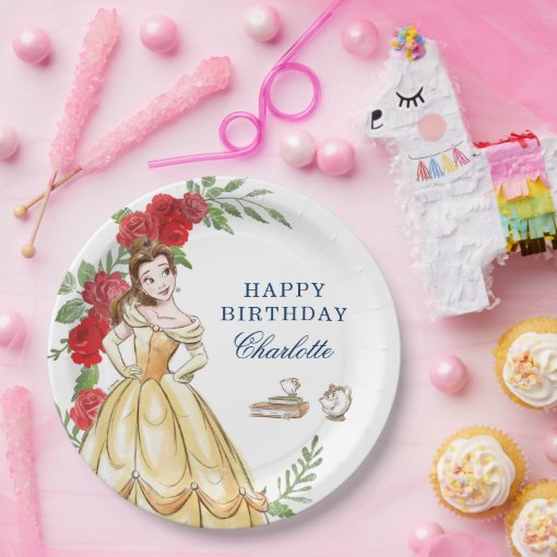 Be Our Guest Belle Birthday Paper Plates | Zazzle