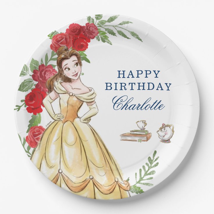 Be Our Guest Belle Birthday Paper Plates | Zazzle