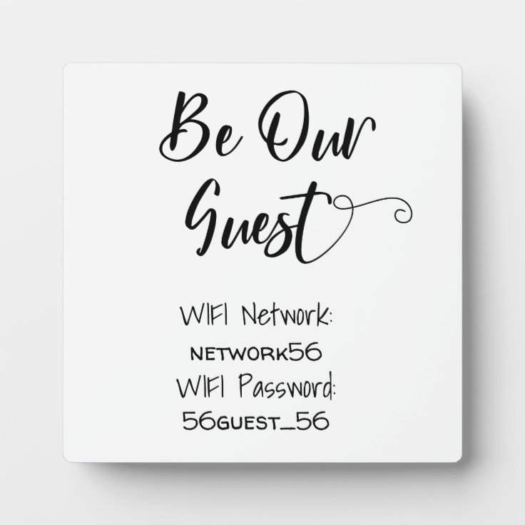 Be Our Guest WIFI information Password Wedding Plaque | Zazzle