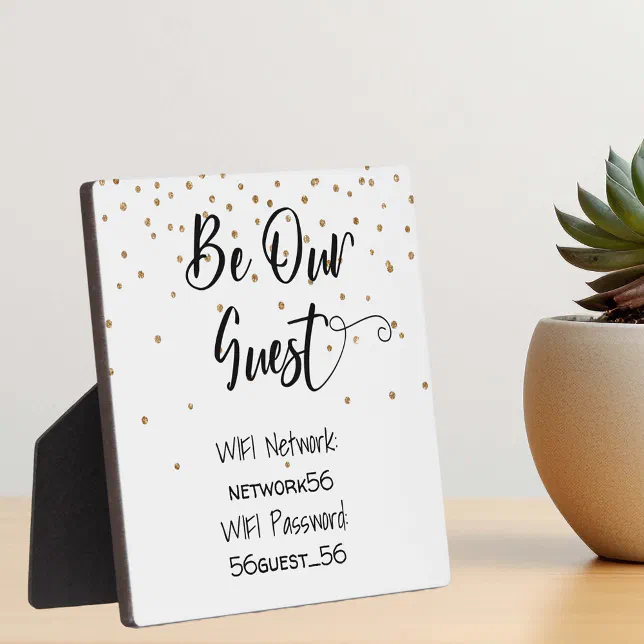 Be Our Guest WIFI information Password Wedding Plaque | Zazzle