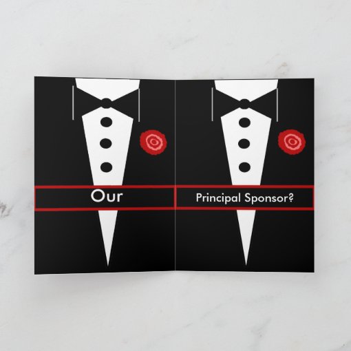 Be Our Principal Sponsor Card with Tux and Rose | Zazzle