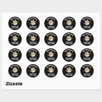 Be Proud Of Whooo You Are Funny Owl Pun Dark BG Classic Round Sticker ...