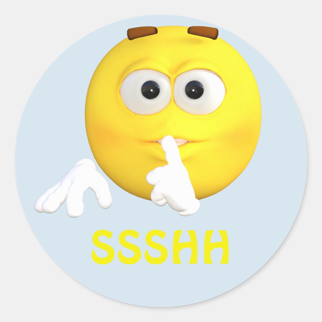 Be Quiet Emoji Emoticon Cartoon Face Classic Round Sticker | Zazzle