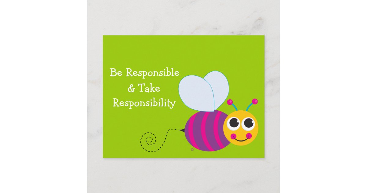 Be Responsible Cute Bee Card | Zazzle
