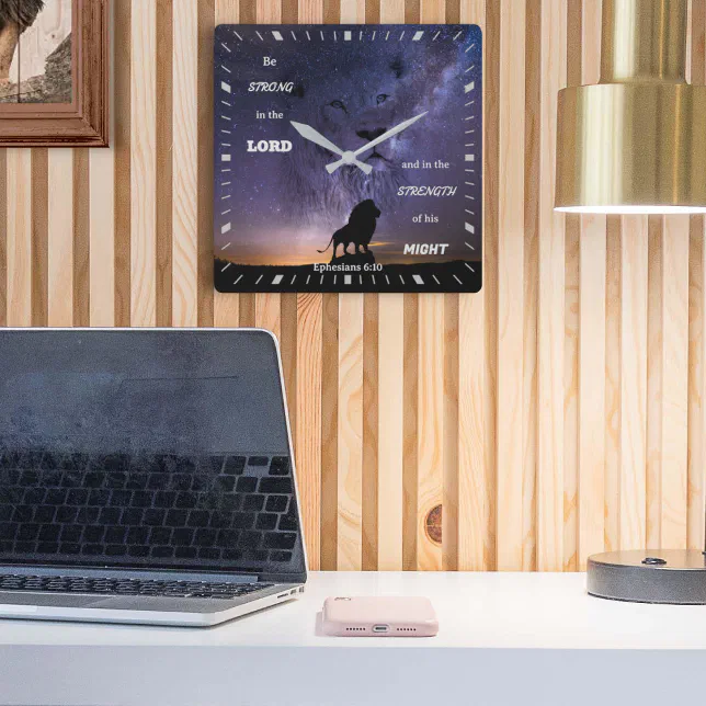 Be Strong in the Lord Inspirational Ephesians 6v10 Square Wall Clock | Zazzle