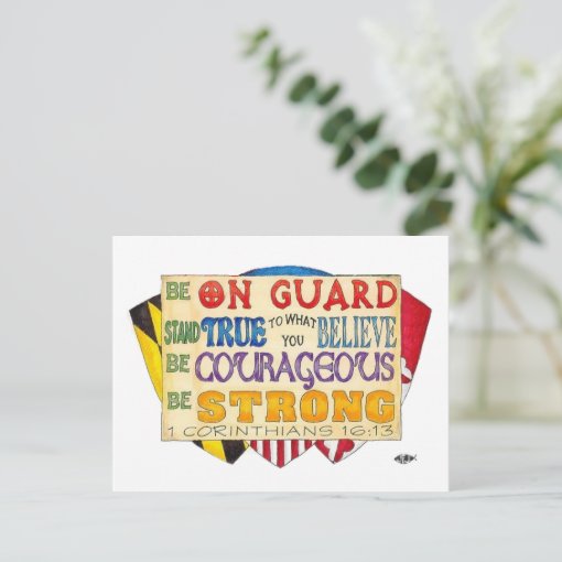 Be Strong Shield Inspirational Postcard | Zazzle