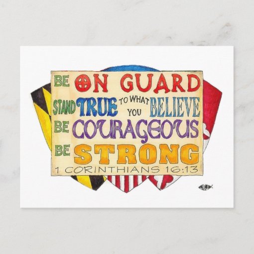 Be Strong Shield Inspirational Postcard | Zazzle