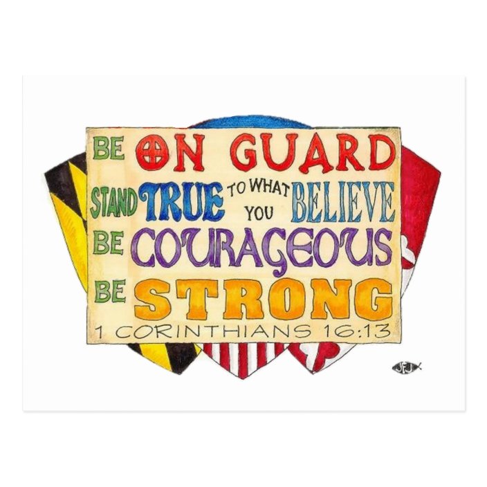 Be Strong Shield Inspirational Postcard | Zazzle.com