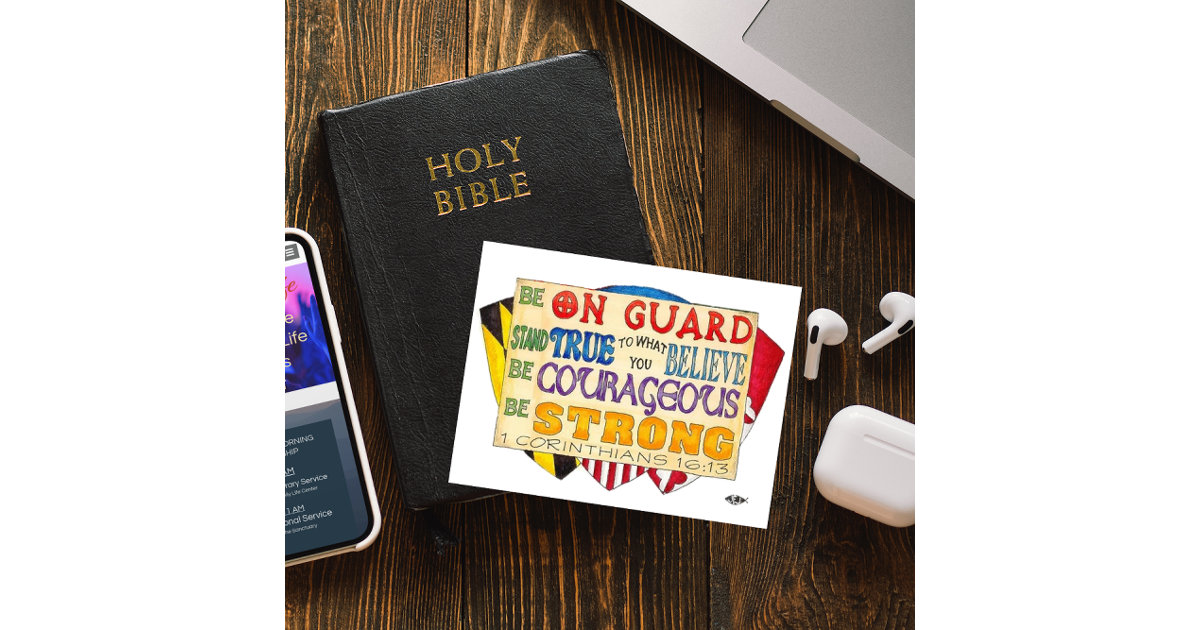 Be Strong Shield Inspirational Postcard | Zazzle