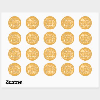Be Thankful Script Mustard Thanksgiving Sticker | Zazzle