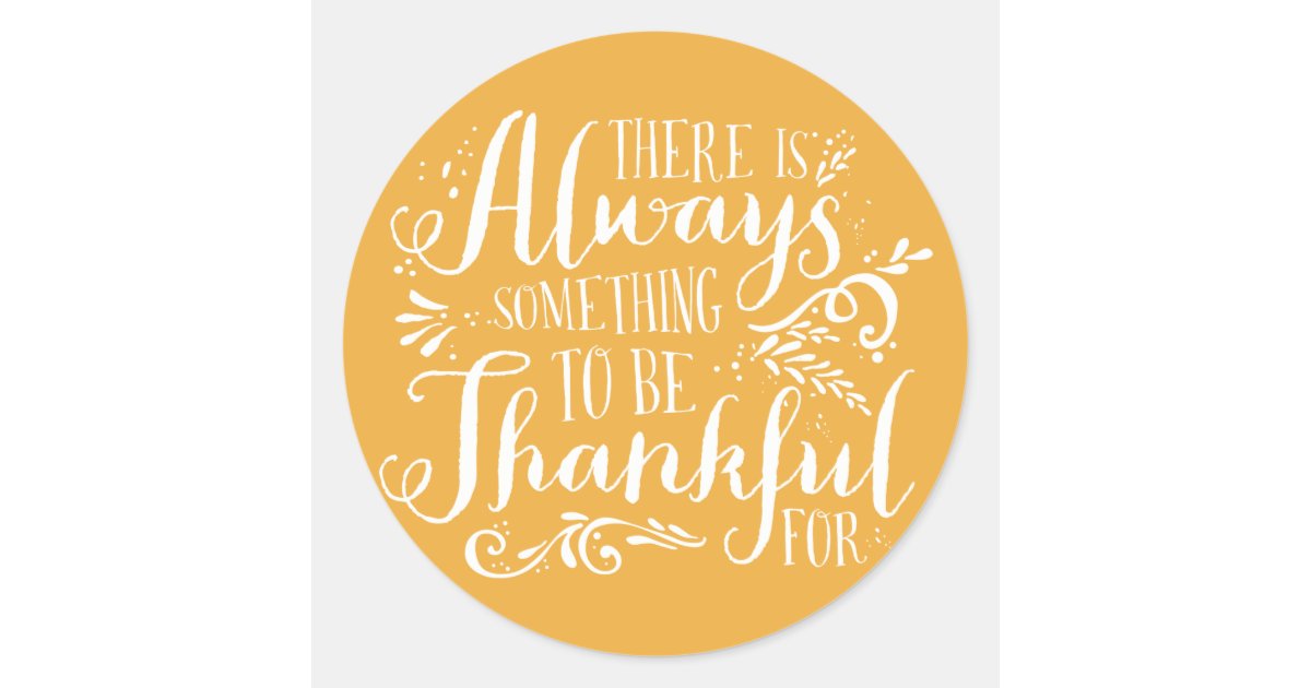 Be Thankful Script Mustard Thanksgiving Sticker | Zazzle