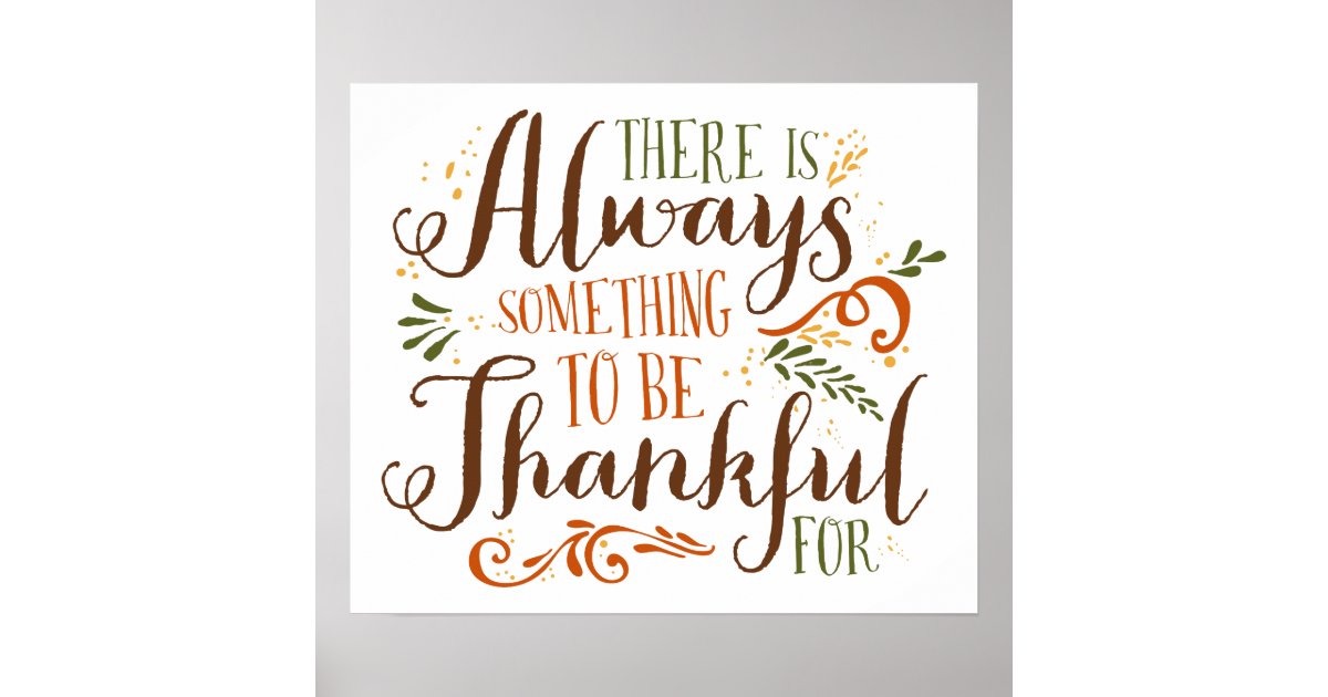 Be Thankful Whimsical Script | Thanksgiving Poster | Zazzle