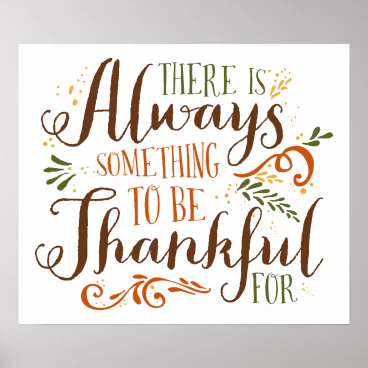 Be Thankful Whimsical Script | Thanksgiving Poster | Zazzle