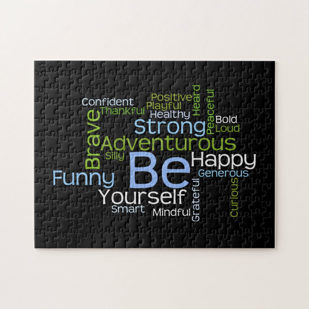 BE Yourself Inspirational Word Cloud Jigsaw Puzzle | Zazzle