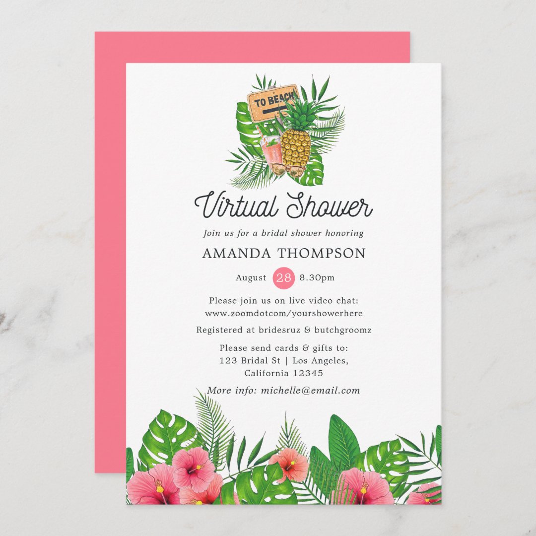 Beach Aloha Luau Virtual Bridal Shower Invitation | Zazzle