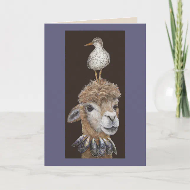 Beach Alpaca card | Zazzle