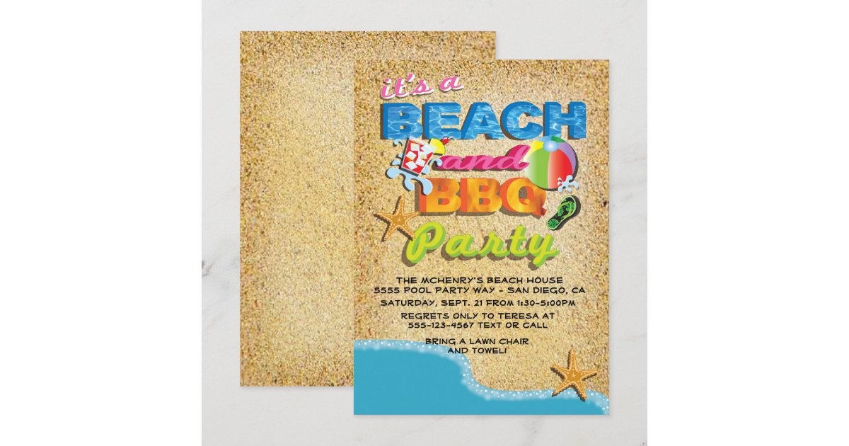 Beach and BBQ Party Invitations | Zazzle