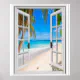 Beach and Ocean View Faux Window Poster | Zazzle