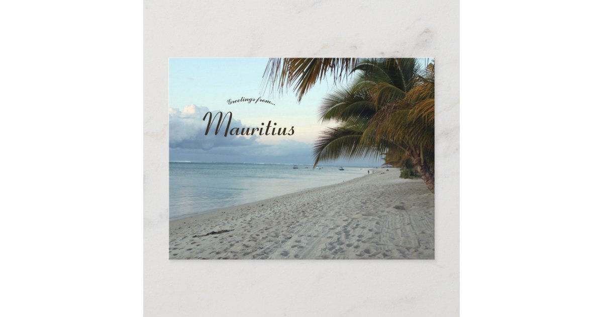 Beach and Palm Trees in Mauritius Postcard | Zazzle
