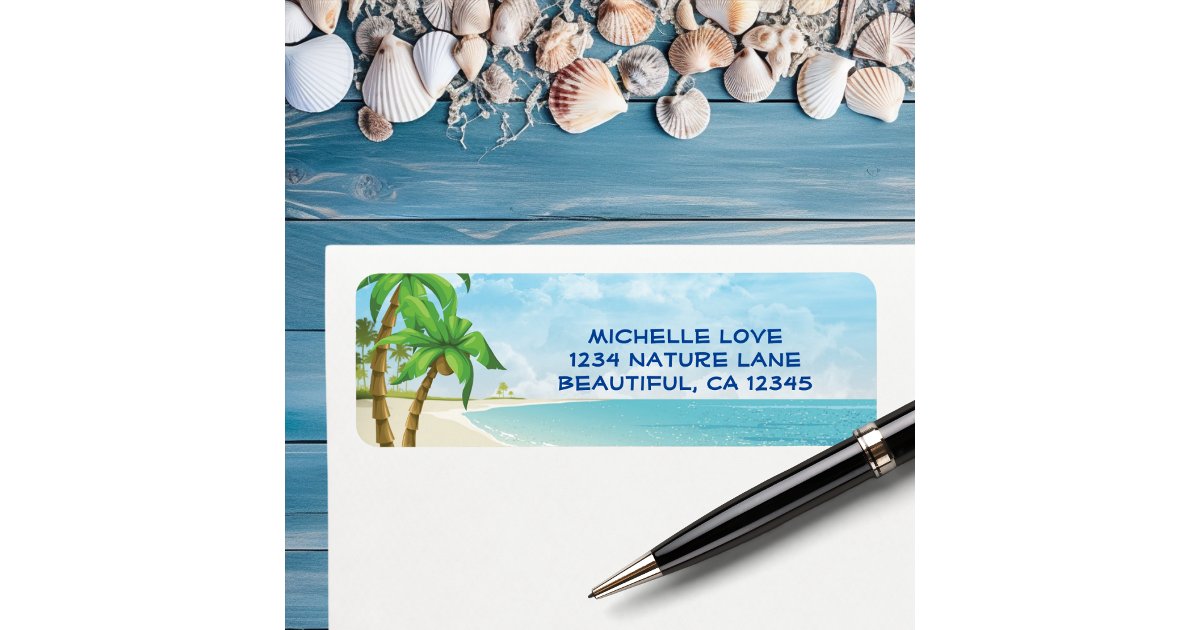 Beach and Palm Trees Tropical Address Label | Zazzle