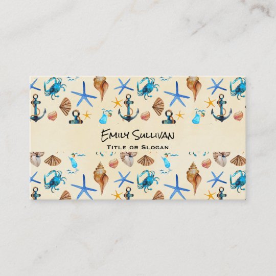 Beach And Sea Life Themed Pattern Business Card | Zazzle.com