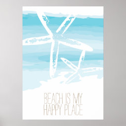 Beach and starfish | Poster | Zazzle
