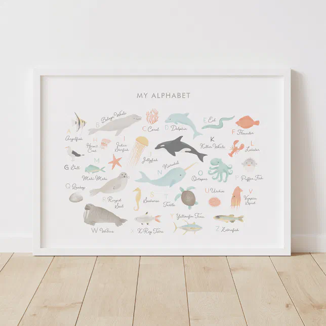 Beach Animal Alphabet Nursery Decor | Zazzle
