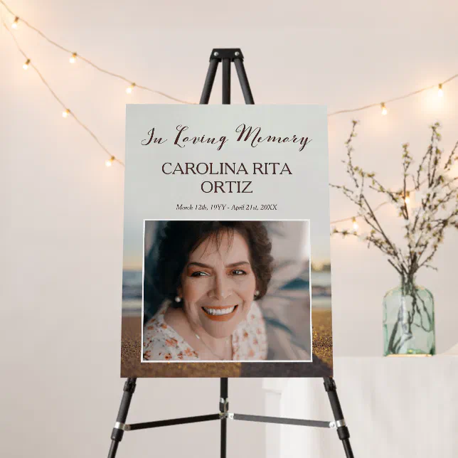 Beach At Sunrise In Loving Memory Photo Memorial Foam Board | Zazzle