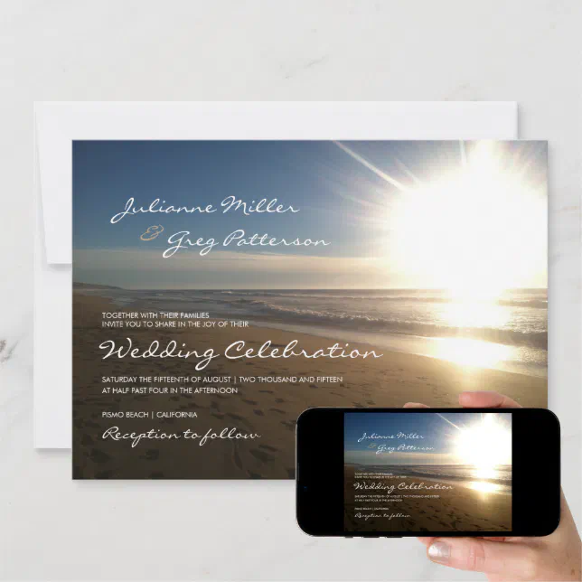 Beach at sunset - wedding invitation | Zazzle