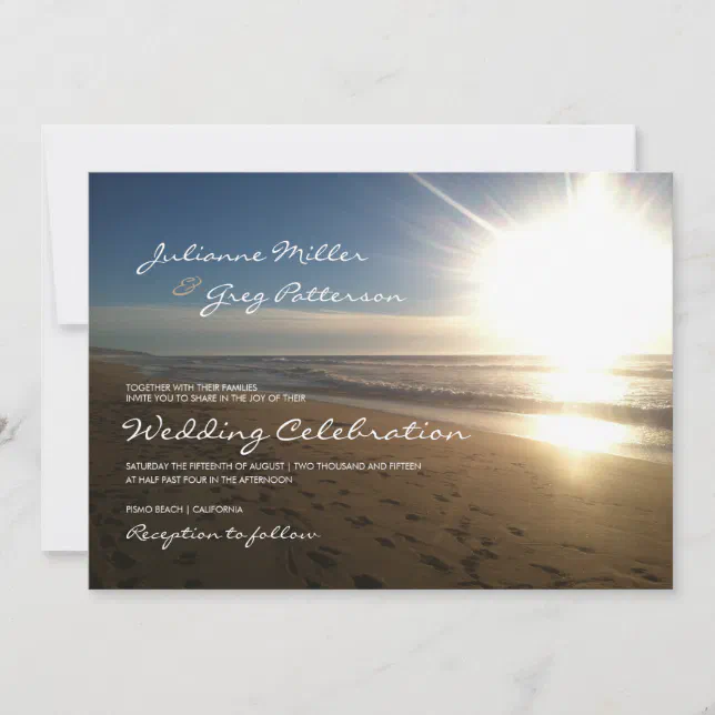 Beach at sunset - wedding invitation | Zazzle