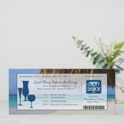 Beach Bachelorette Party Boarding Pass Invitation | Zazzle