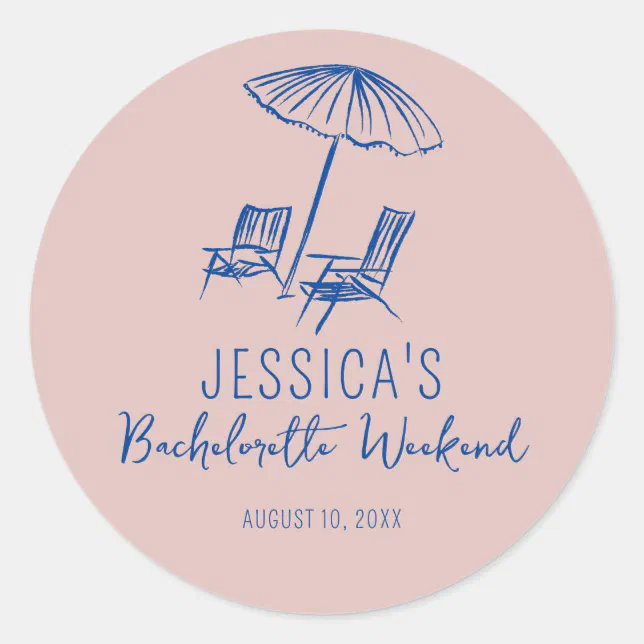 Beach Bachelorette weekend favor sticker | Zazzle