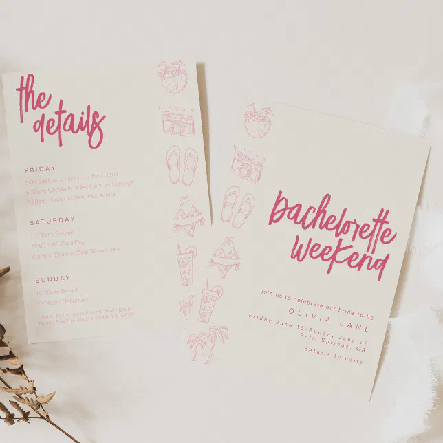 Beach Bachelorette Weekend Invite and Schedule | Zazzle