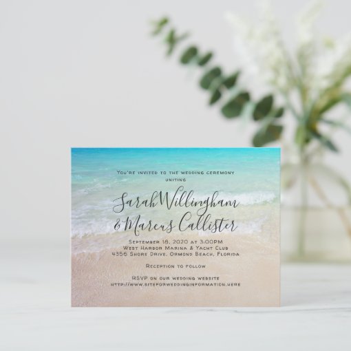 Beach Background Postcard Wedding Invitation | Zazzle