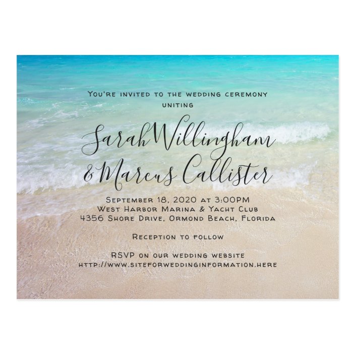 Beach Background Postcard Wedding Invitation | Zazzle.com