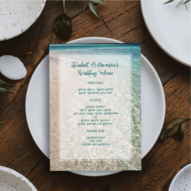 Beach Background Wedding Menu | Zazzle