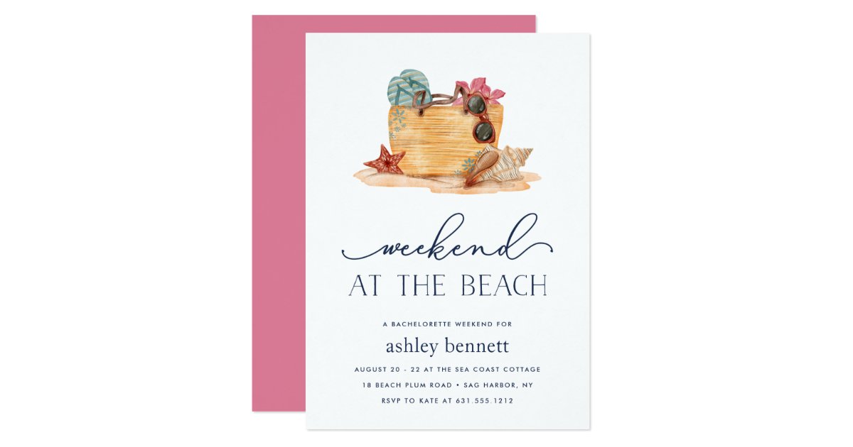 Beach Bag | Weekend Getaway Invitation | Zazzle.com