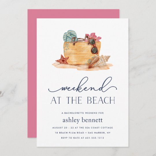 Beach Bag | Weekend Getaway Invitation | Zazzle.com