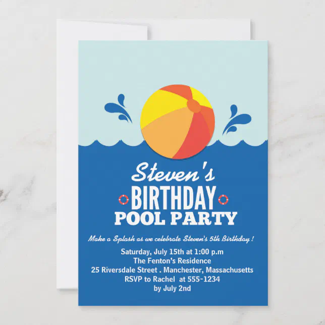 Beach Ball - Beach theme Birthday Party Invitation | Zazzle