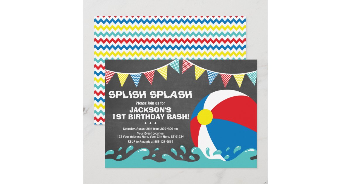Beach Ball Birthday Invitation | Pool Party Invite | Zazzle