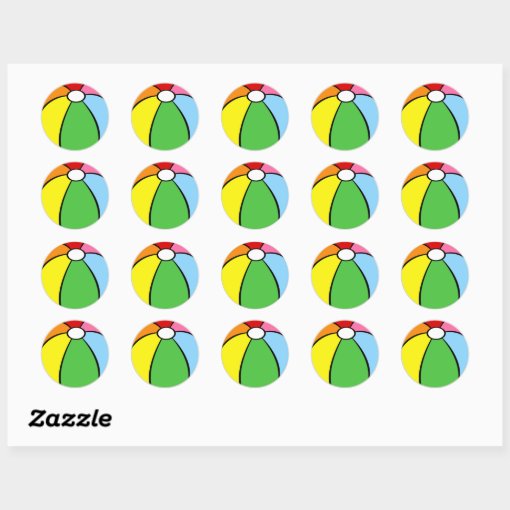Beach Ball Classic Round Sticker | Zazzle