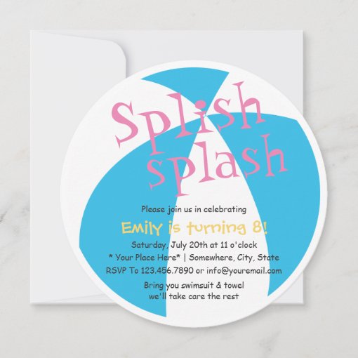Beach Ball Girls Summer Pool Birthday Party Invitation | Zazzle