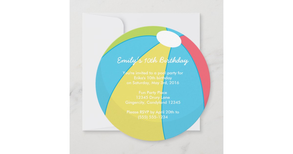 Beach Ball Pool Party Invitation | Zazzle