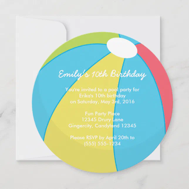 Beach Ball Pool Party Invitation | Zazzle