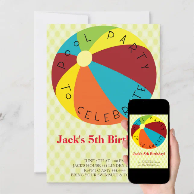 Beach Ball Pool Party Invitations | Zazzle