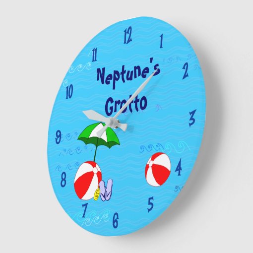 Beach Ball Pool Toys Custom Clock Blue Numbers | Zazzle