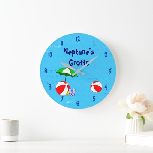 Beach Ball Pool Toys Custom Clock Blue Numbers | Zazzle