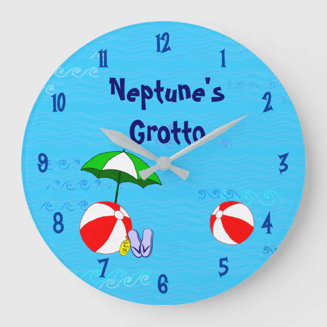 Beach Ball Pool Toys Custom Clock Blue Numbers | Zazzle